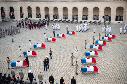 Coffins French Soldiers During Ceremony Pay Editorial Stock Photo ...