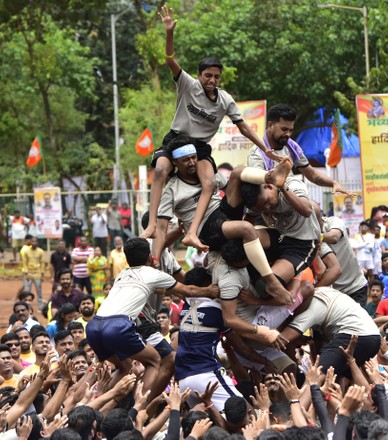 Govinda Revellers Form Human Pyramid Break Editorial Stock Photo ...