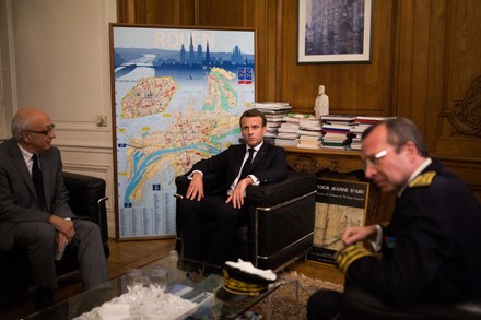 French President Emmanuel Macron R Poses Editorial Stock Photo - Stock ...
