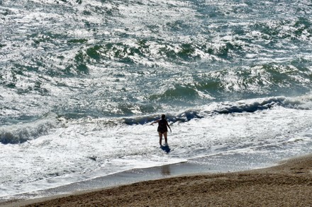 Woman Heads Out Swim Choppy Sea Editorial Stock Photo - Stock Image ...