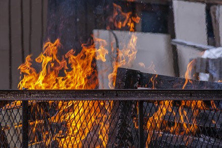 Fire Burning Waste Waste Wood Lattice Editorial Stock Photo - Stock ...