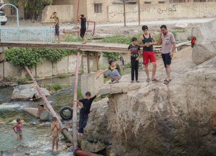 Iraqi Boys Having Fun Jumping Swimming Editorial Stock Photo - Stock ...