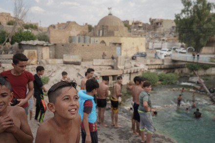 Iraqi Boys Having Fun Jumping Swimming Editorial Stock Photo - Stock ...