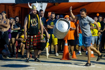 Club Los Vikingos Beer Keg Throwing Editorial Stock Photo - Stock Image ...