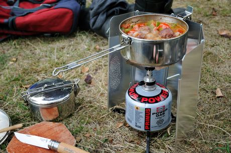 Stew Cooking On Gas Camp Stove Editorial Stock Photo - Stock Image ...