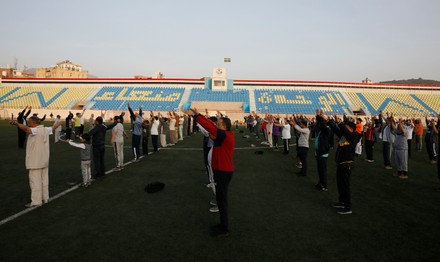 Yemenis Perform Morning Exercises Stadium Sanaa Editorial Stock Photo ...