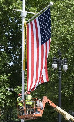 Workmen Fix Us Flag Editorial Stock Photo - Stock Image | Shutterstock