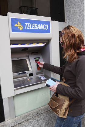 Woman Atm Telebanco Merida Extremadura District Editorial Stock Photo ...