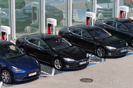 Tesla charging station in Bratislava, Slovakia - 26 Aug 2022 Stock ...