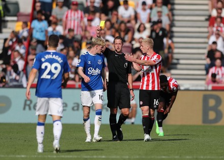 Referee John Brooks Giving Yellow Card Editorial Stock Photo - Stock ...