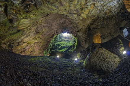 Inside Volcanic Vent Algar Do Carvao Editorial Stock Photo - Stock ...