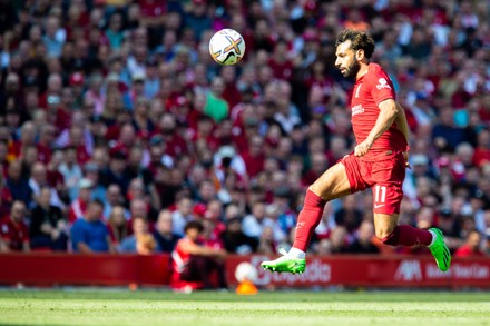 Liverpools Forward Mohamed Salah 11 Controls Editorial Stock Photo ...