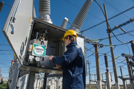 Worker Repairs Compartment On Highvoltage Power Editorial Stock Photo ...