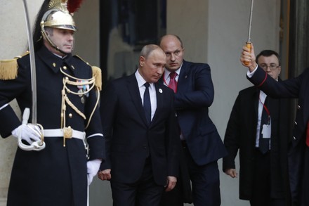 Russias President Vladimir Poutine Leaving After Editorial Stock Photo ...