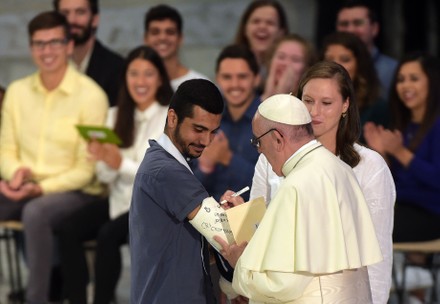 Pope Francis Signing Orthopedic Plaster Boy Editorial Stock Photo ...