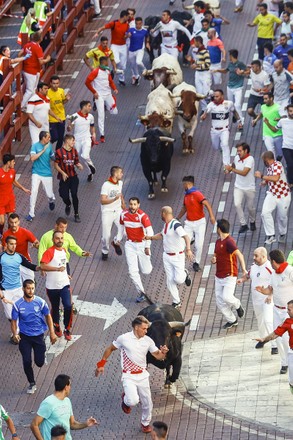 People Run Front Bulls During Fifth Editorial Stock Photo - Stock Image ...