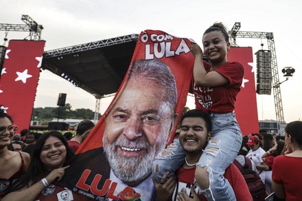 Former Brazilian President Lula attends a campaign event in the ...