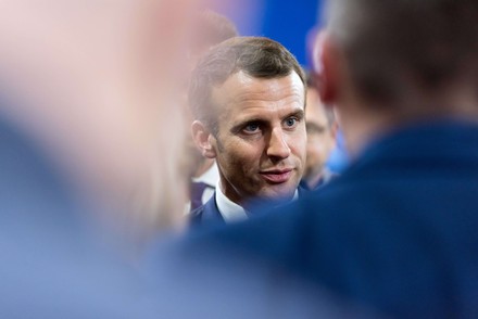 French President Emmanuel Macron During Opening Editorial Stock Photo ...