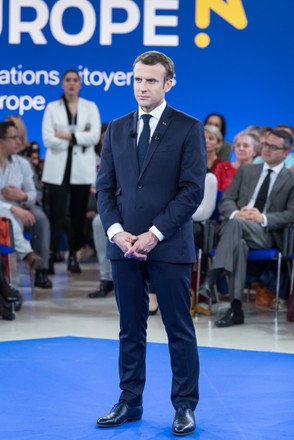 French President Emmanuel Macron During Opening Editorial Stock Photo ...