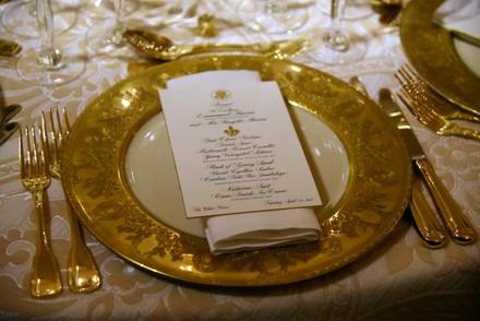 Sample Place Setting Menu Seen During Editorial Stock Photo - Stock ...