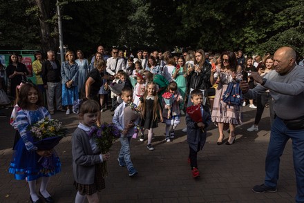 Children attend first day of school in Bucha, Ukraine - 01 Sep 2022 ...