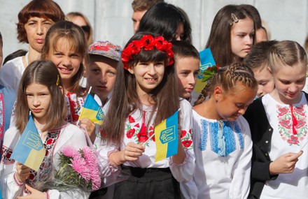 Ukrainian Children Celebrate First Day New Editorial Stock Photo ...