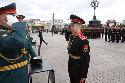 Solemn ceremony of initiation of freshmen of the Moscow Military Music ...