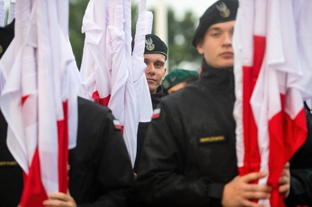 Navy Soldiers Seen Polish Flags During Editorial Stock Photo - Stock ...