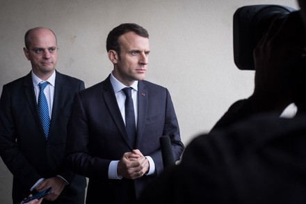Emmanuel Macron Visits Therese Planiol High school - Loches, Rilly sur ...