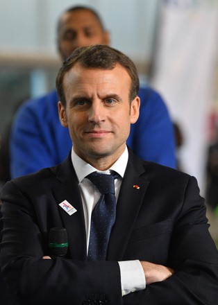 French President Emmanuel Macron Watches Children Editorial Stock Photo ...