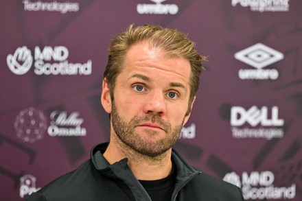 Hearts Manager Robbie Neilson Speaks Media Editorial Stock Photo ...
