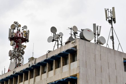 Communication Towers Seen On Roof Headquarters Editorial Stock Photo ...