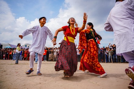 Nepali Devotees Donned Traditional Attires Dance Editorial Stock Photo ...
