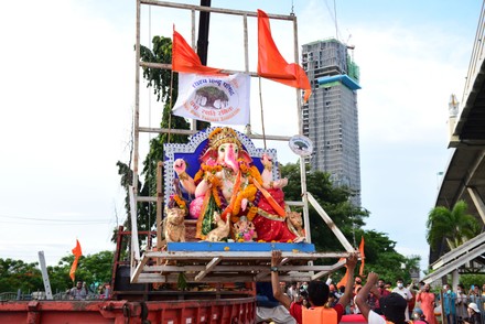 Devotees Immerse Floating Ganesha Into Chao Editorial Stock Photo ...