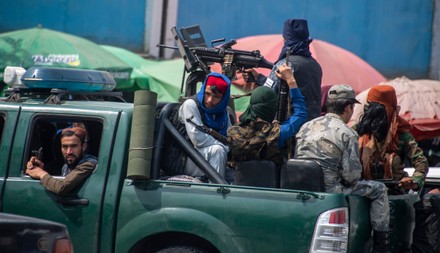 Taliban Fighters Patrol Streets Kabul Using Editorial Stock Photo ...