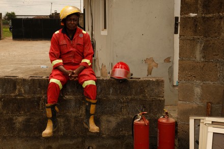 Fire Fighter Taking Rest After Gas Editorial Stock Photo - Stock Image ...