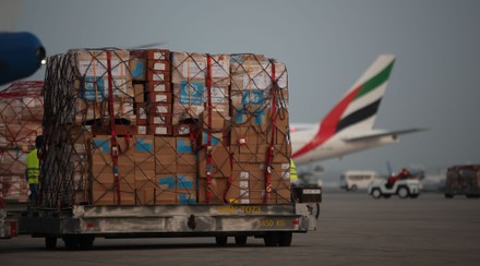 Workers Upload Humanitarian Aid Relief Goods Editorial Stock Photo ...