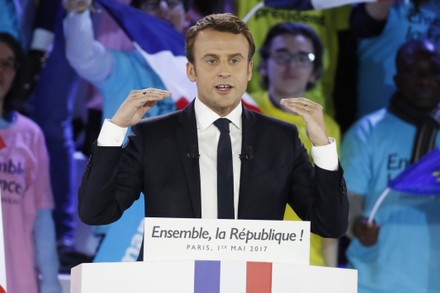 Emmanuel Macron Campaign Rally - Paris, France - 01 May 2017 Stock ...