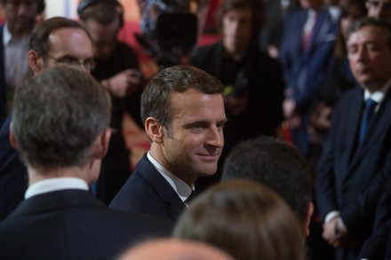 French President Emmanuel Macron During His Editorial Stock Photo ...