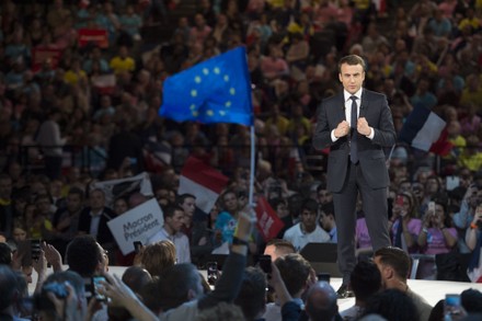 Emmanuel Macron Campaign Meeting - Paris, France - 18 Apr 2017 Stock ...