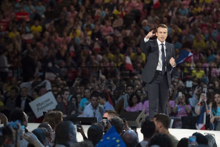 Emmanuel Macron Campaign Meeting - Paris, France - 18 Apr 2017 Stock ...