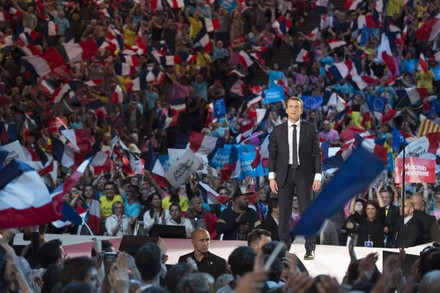 Emmanuel Macron Campaign Meeting - Paris, France - 18 Apr 2017 Stock ...