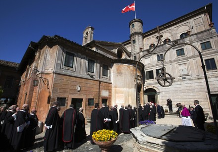 Knights Malta Garbed Black Robes Walk Editorial Stock Photo - Stock ...