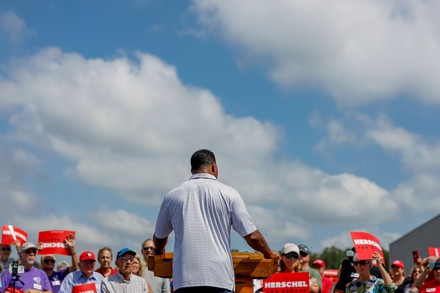 Republican US Senate candidate Herschel Walker bus tour, Emerson, USA ...