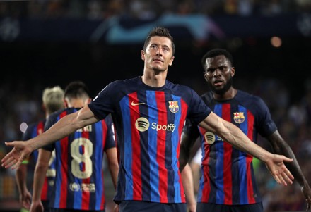 Robert Lewandowski Goal Celebration During Match Editorial Stock Photo ...