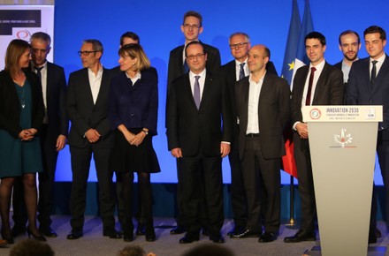 French President Francois Hollande Along Innovation Editorial Stock ...