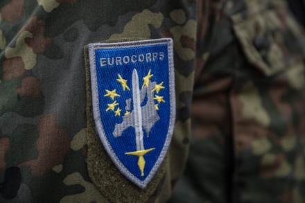 Badge Eurocorps On Shoulder Soldier During Editorial Stock Photo ...