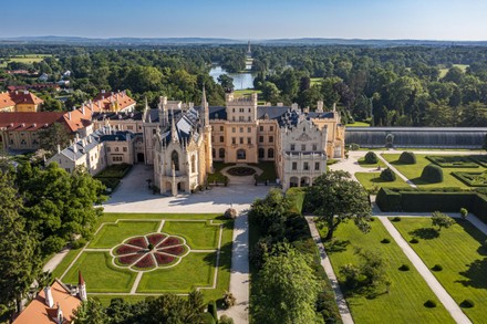 Aerial Lednice Palace Unesco Site Lednicevaltice Editorial Stock Photo ...