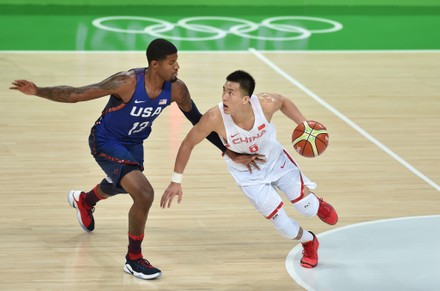 Paul George Ailun Guo Action During Editorial Stock Photo - Stock Image ...