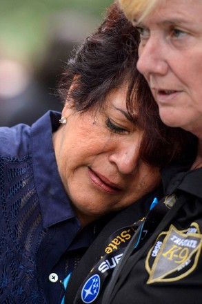 Crying Woman Comforted During Ceremony Commemorate Editorial Stock ...